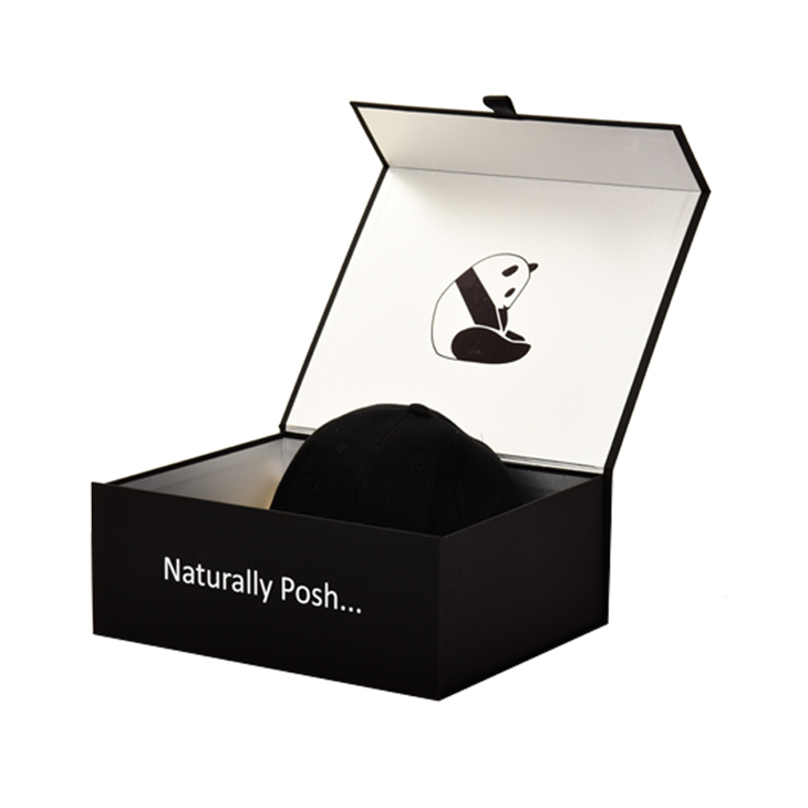 Flat Pack Magnetic Square Hat Box Packaging / Baseball Cap Packaging ...